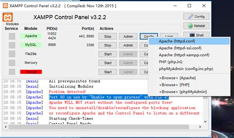启动xampp出错，port 80 in use by unable to open process with pid 4