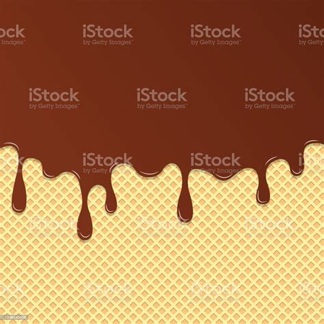 Vetores De Pingando Sorvete De Chocolate Fluindo Sobre Fundo De Textura
