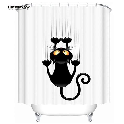 Ufriday 3d Cat Shower Curtain Waterproof Polyester Fabric Bath Curtains