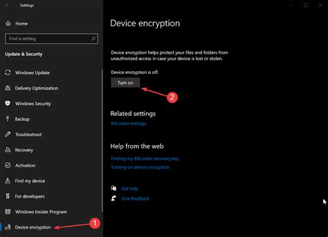how to enable device encryption on windows 10