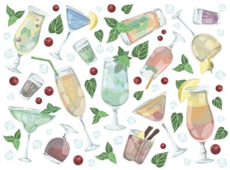 Premium Vector Set Of Different Drinks And Alcoholic Cocktails