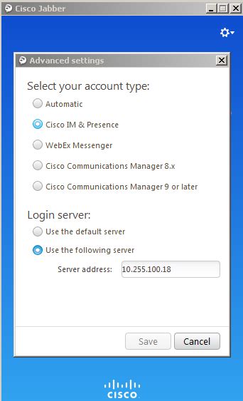 cisco jabber cannot communicate with the server and the connection has
