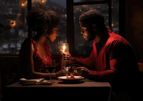 Premium Ai Image A Black Couple Enjoying A Romantic Dinner Date