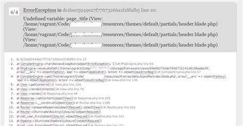 laravel 5 blade shows a blank page when there is error instead of