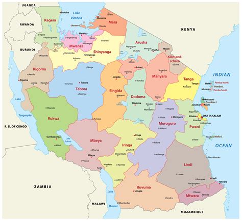 Tanzania Political Map Map Of Tanzania Political Eastern Africa Porn