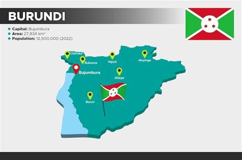 Premium Vector Burundi Isometric 3d Illustration Map Flag Capital