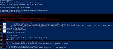 npm install how to fix nodemon 2 0 3 postinstall script