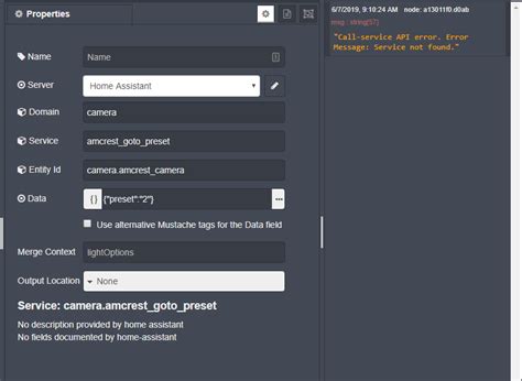 help with hassio call from node red node red home assistant community