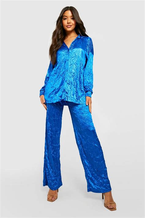 Textured Satin Wide Leg Trousers Boohoo Uk