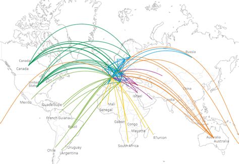 draw curved lines on a map · dataviz love