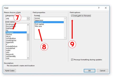 file name code excel footer