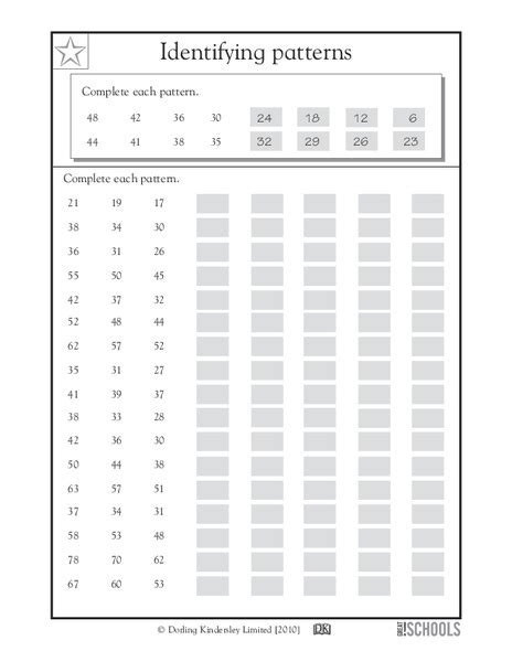 identifying patterns worksheet for 3rd 4th grade lesson planet