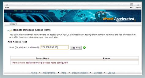 how to enable mysql remote host ipserverone