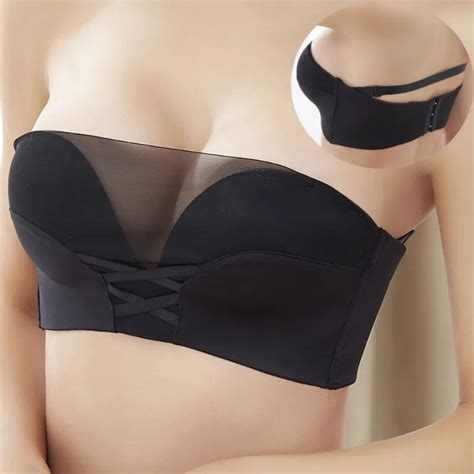 Female Seamless Bra Strapless Push Up Invisible Bralette 1 2 Cup Party