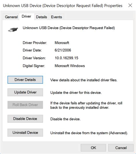 unknown usb device device descriptor request fail no wifi or
