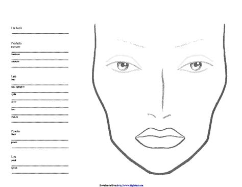 Blank Makeup Face Chart Pdf Saubhaya Makeup