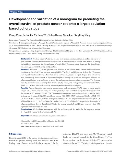 pdf development and validation of a nomogram for predicting the