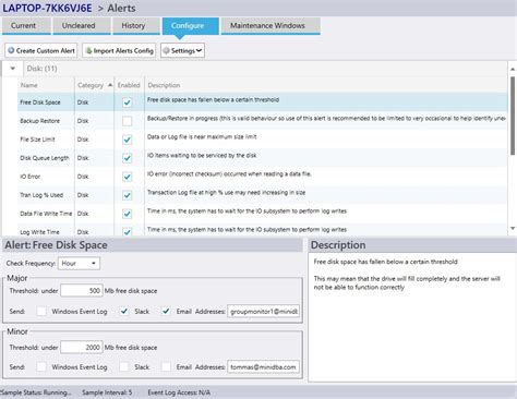 azure sql database alerts