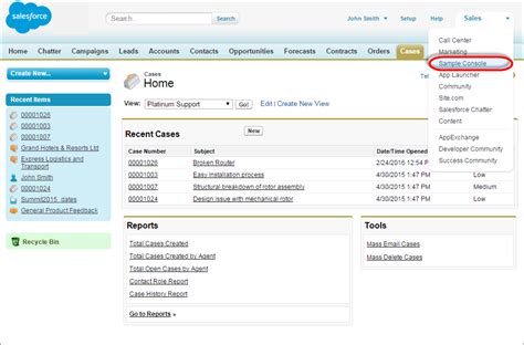 configure a salesforce console unit salesforce trailhead