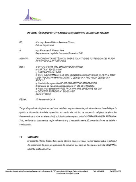 Informe De SuspensiÓn Del Plazo 1 Docx Precipitación Lima