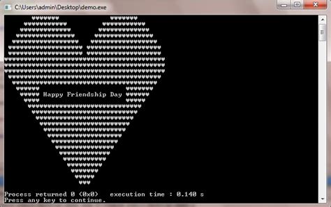c program to print heart shape with happy friendship day
