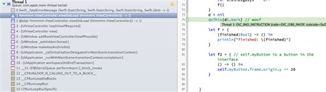 xcode swift trace unexpectedly found nil to the source stack overflow