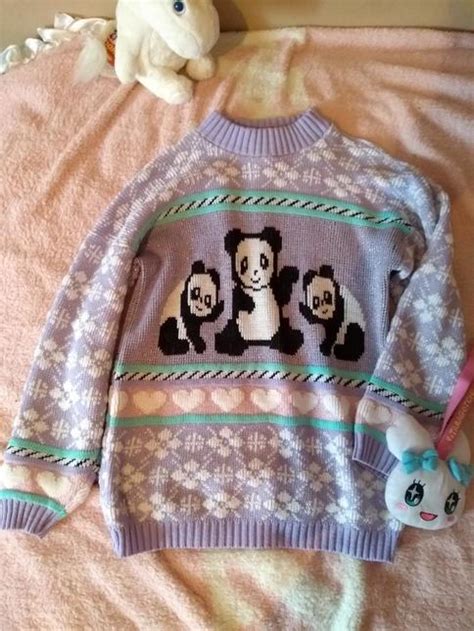 vintage rare panda sweater adele knitwear spank fairy kei