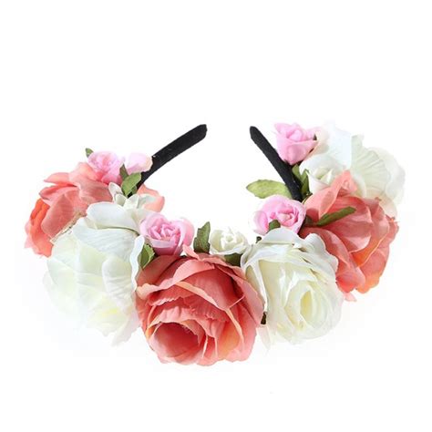 Multi Color Flower Headband With Wrist Corsage Headdecor