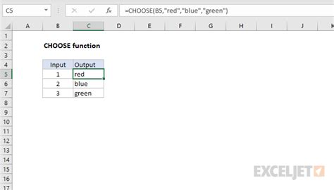 how to use the excel choose function exceljet