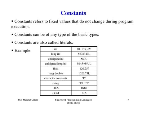 lecture02 constants variable and data types