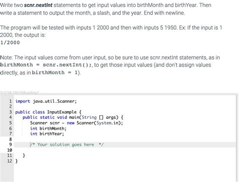 [solved] write two scor nextint statements to get input values into