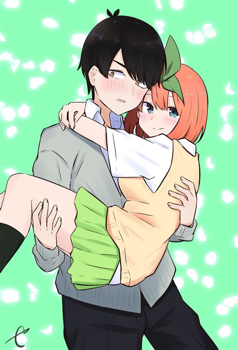 Nakano Yotsuba And Uesugi Fuutarou Go Toubun No Hanayome Drawn By