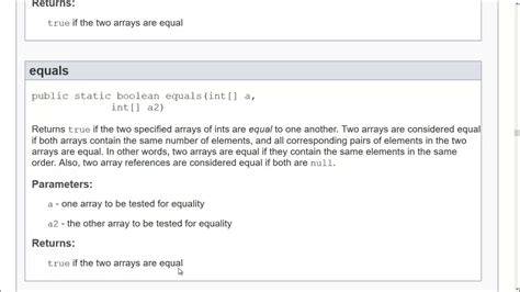 4 java arrays class equals method كلاس المصفوفات بالجافا youtube
