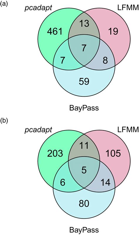 Venn Diagrams Of Snps Identified By Three Genome Scan Methods For A