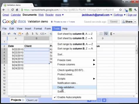 excel data validation list spreadsheets