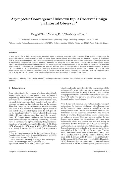 pdf asymptotic convergence unknown input observer design via interval