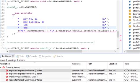 c getting the error expected expression before token for a