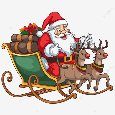 Santa In A Sleigh Clipart Santa Claus Riding His Sleigh With Reindeers