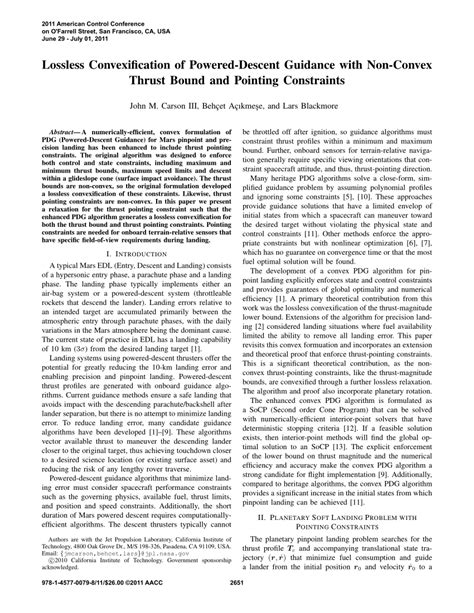 pdf lossless convexification of powered descent guidance with non