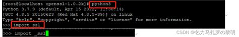 centos安装python3导入ssl时解决 modulenotfounderror no module named ‘ ssl‘问题