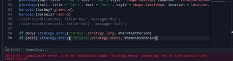 pine script getting mismatched input a expecting end of line