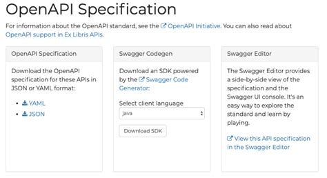 openapi support in alma apis ex libris developer network