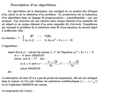 cours description d un algorithme cours et formation gratuit