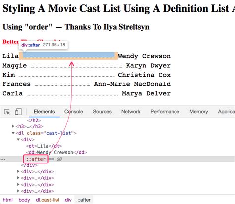 revisiting styling a movie cast list using a definition