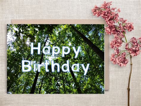 Happy Birthday Printable Card Forest Trees Nature A7 Etsy