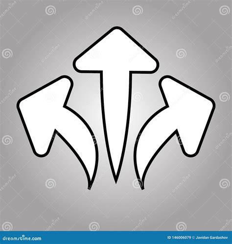 Three Way Direction Arrow In Flat Style Vector Illustration Stock
