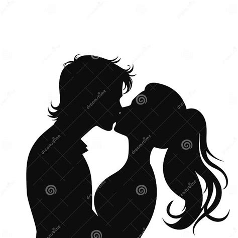 Couple Kissing Silhouettes Of Loving Couple Stock Illustration
