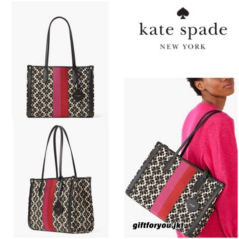 Jual Tas Kate Spade Market Spade Flower Jacquard Stripe Medium Tote Bag