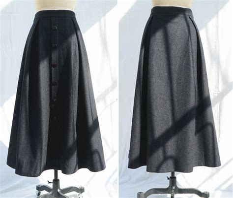 Dark Gray Long Wool Skirt Womens Skirt More Size Custom Etsy