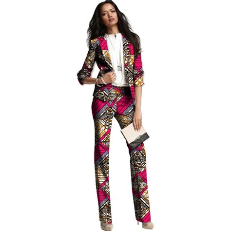 Elegant African Print Women Blazers With Trousers Ankara Fashion